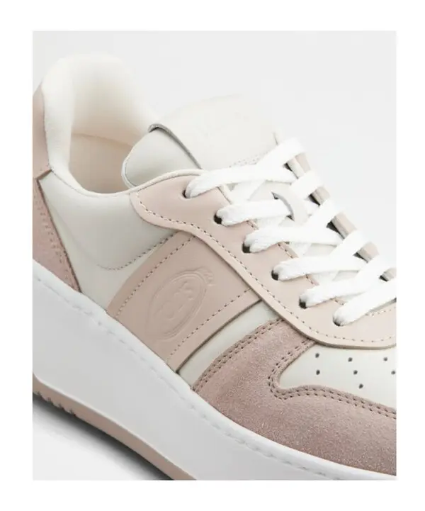 TOD'S Round-toe Lace-up Sneakers In Leather And Suede