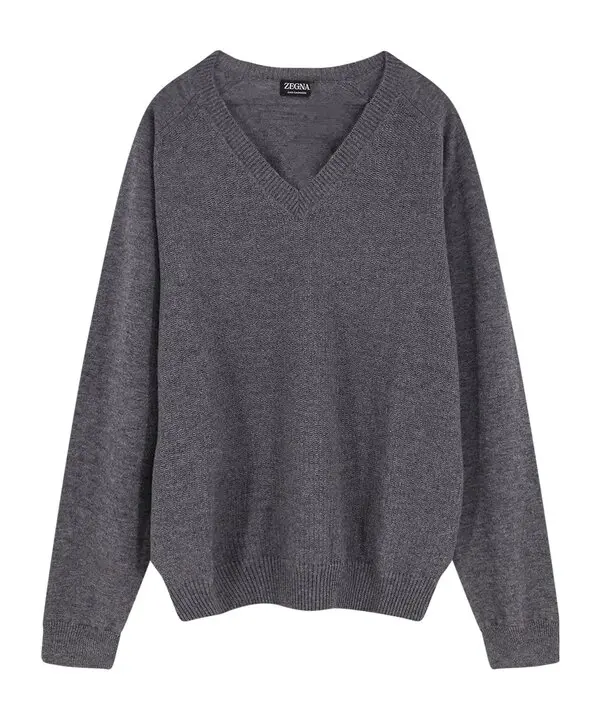 Zegna Long-sleeved V-neck Jumper - Black