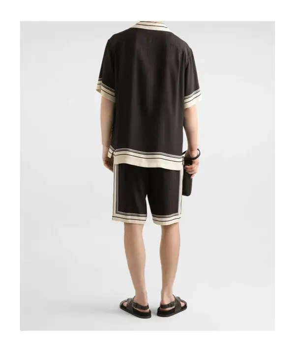 Dolce & Gabbana Dolce Gabbana Stripe Printed Hawaii Shirt - Black
