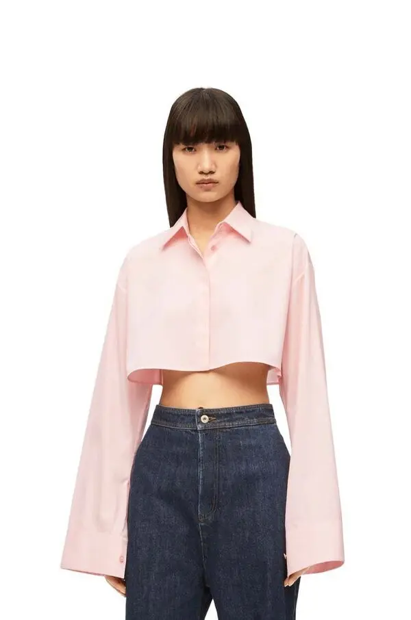 Loewe Cropped Shirt With Classic Lapel - Pink