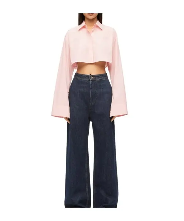 Loewe Cropped Shirt With Classic Lapel - Pink