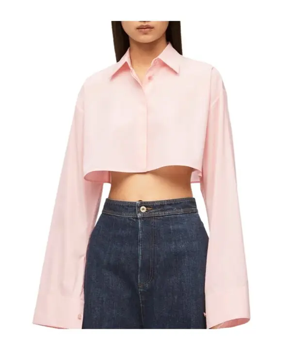 Loewe Cropped Shirt With Classic Lapel - Pink
