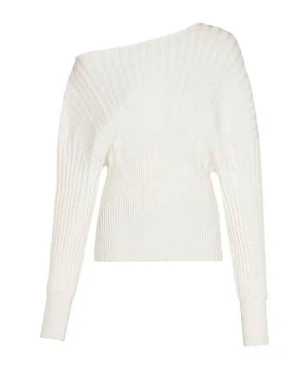 Balmain Tube Knit Jumper With Batwing Sleeves - White