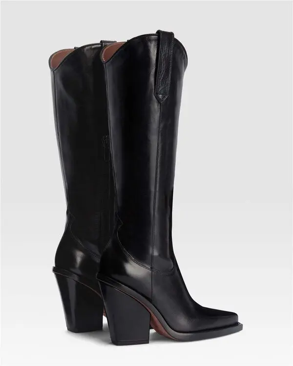 Paris Texas Pointed Toe Zip Up Chunky Heel Boots