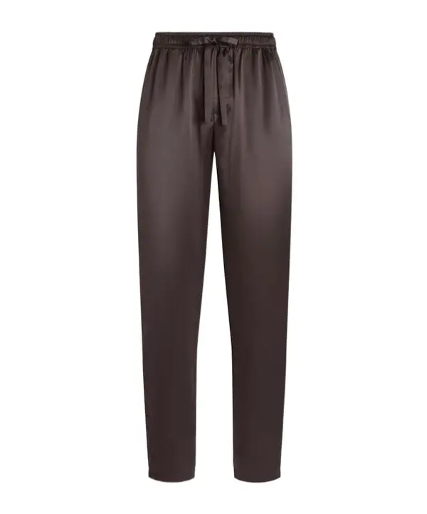 Dolce & Gabbana Dolce Gabbana Logo Embroidered Pajama Pants - Brown