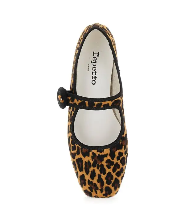 Repetto Leopard Printed Mary Jane Flats - Black
