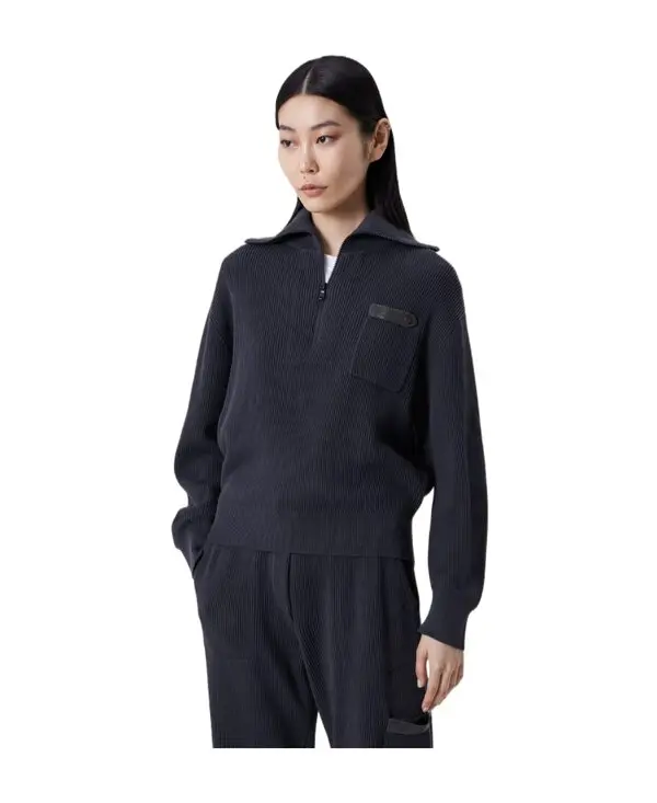 Brunello Cucinelli Monili-embellished Half-zip Jumper - Night Black