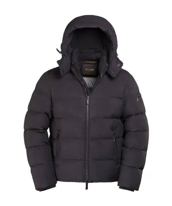 MOORER Quilted Down Jacket With Removable Hood - Black