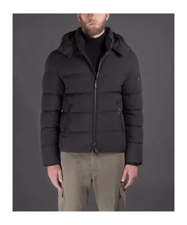 MOORER Quilted Down Jacket With Removable Hood - Black