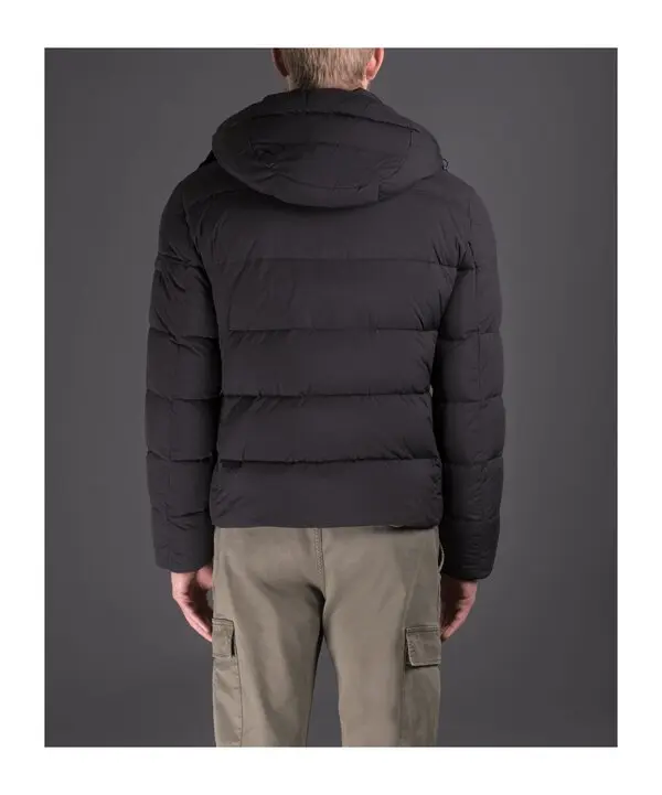 MOORER Quilted Down Jacket With Removable Hood - Black
