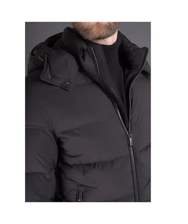 MOORER Quilted Down Jacket With Removable Hood - Black