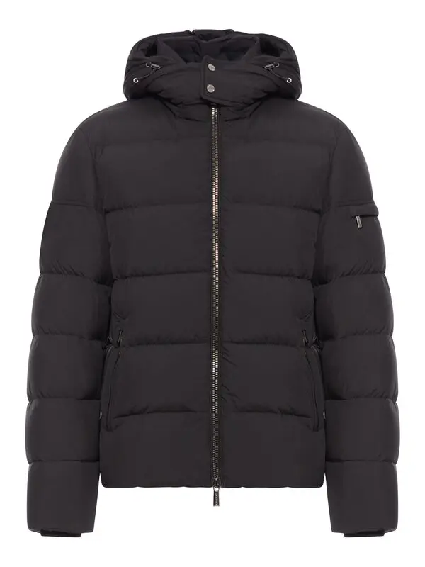MOORER Quilted Down Jacket With Removable Hood - Black