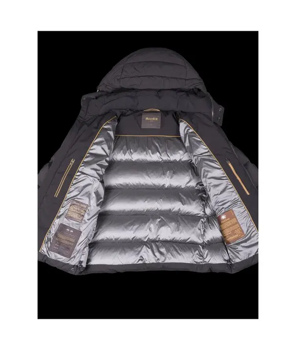 MOORER Quilted Down Jacket With Removable Hood - Black