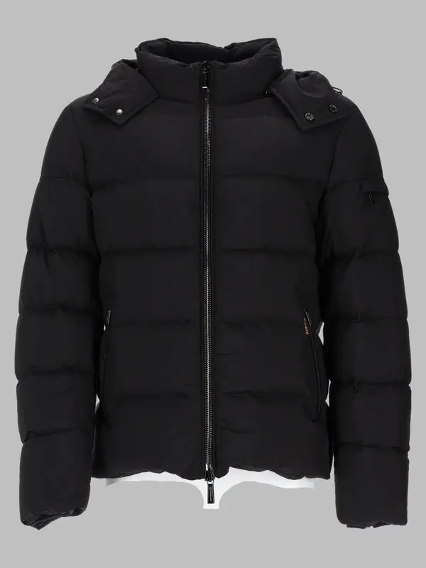 MOORER Quilted Down Jacket With Removable Hood - Black
