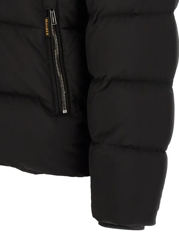 MOORER Quilted Down Jacket With Removable Hood - Black