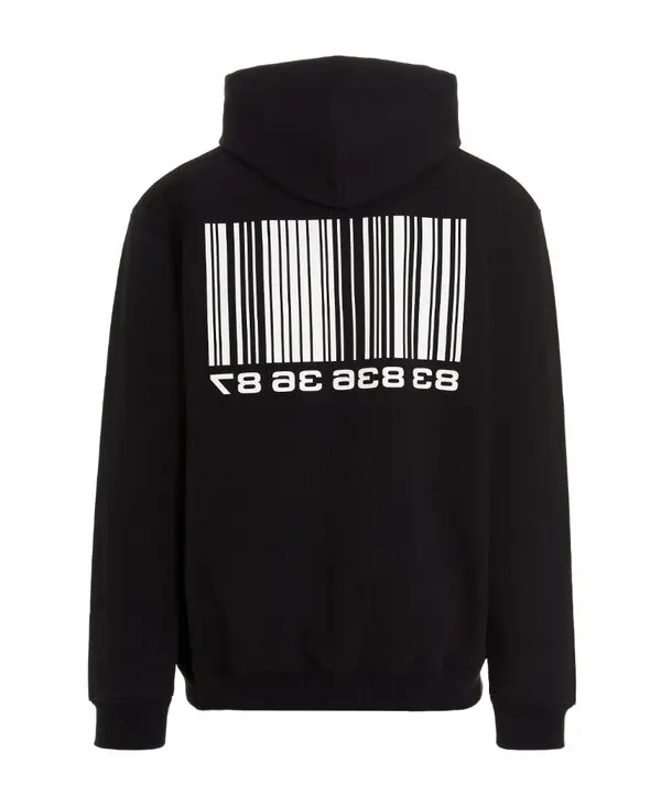 VTMNTS Barcode Printed Drawstring Hoodie - Black