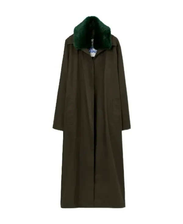 Burberry Shearling Belted Long-sleeved Trench Coat