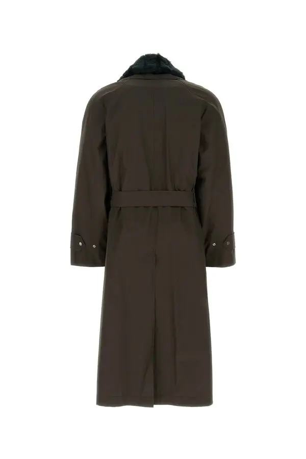 Burberry Shearling Belted Long-sleeved Trench Coat