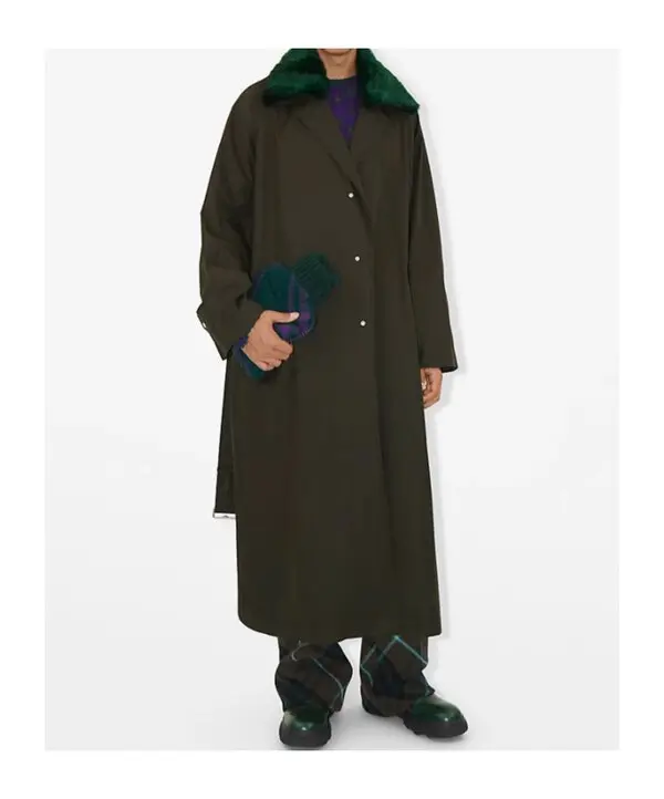 Burberry Shearling Belted Long-sleeved Trench Coat