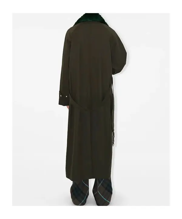 Burberry Shearling Belted Long-sleeved Trench Coat