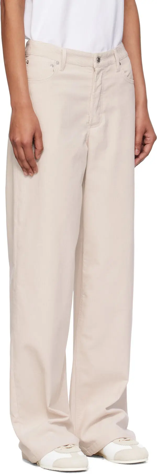 A.p.c. Beige Corduroy Straight Leg Trousers - Pink