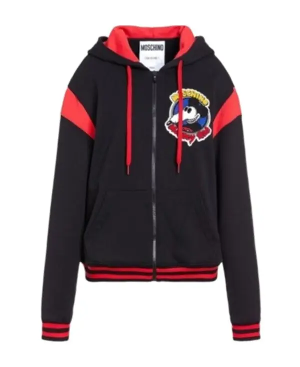 Moschino Long-sleeve Zip-up Hoodie With Drawstring Hood
