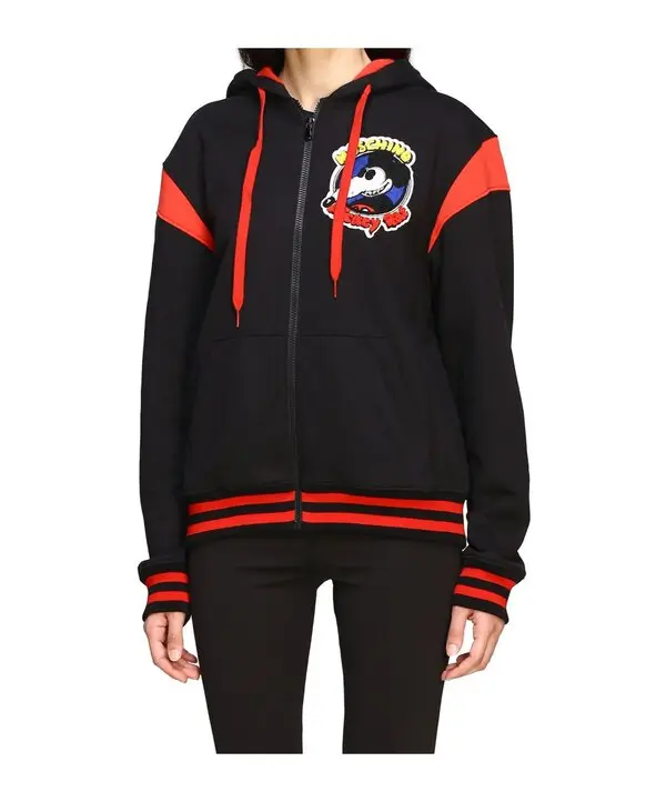 Moschino Long-sleeve Zip-up Hoodie With Drawstring Hood