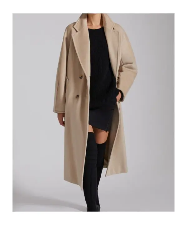 Max Mara Madame Belted Double-breasted Coat - Sand-colored