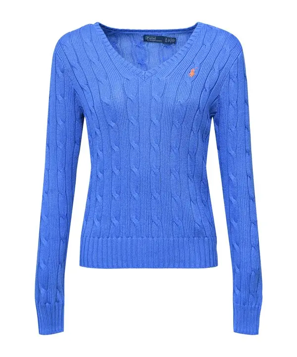 Polo Ralph Lauren V-neck Cable Knit Jumper - Blue