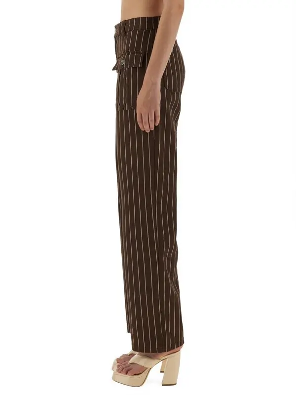 Baum Und Pferdgarten Pinstriped Wide Leg Jeans - Black