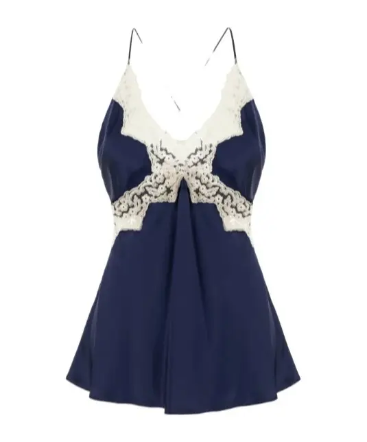 Alberta Ferretti Spaghetti Strap Lace Camisole - Blue