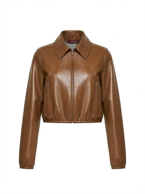 Gucci Collared Zip-up Leather Bomber Jacket