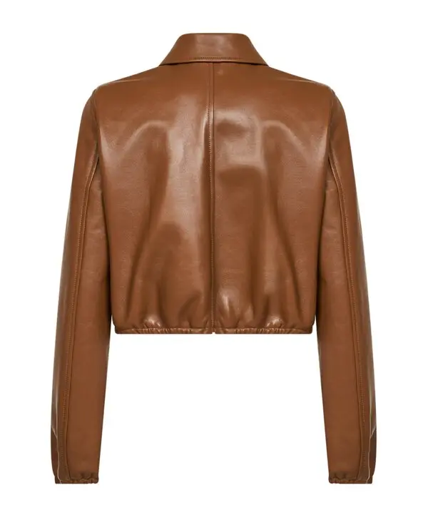 Gucci Collared Zip-up Leather Bomber Jacket