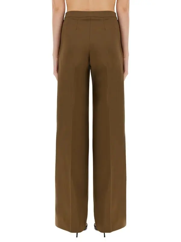 PT TORINO Wide Leg Pleated Trousers - Brown