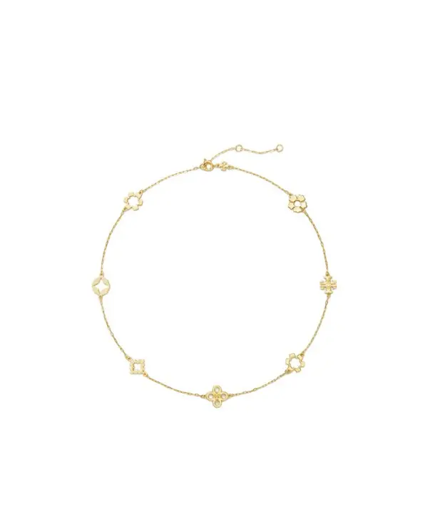 Tory Burch Kira Clover 18kt Gold-plated Necklace - Yellow