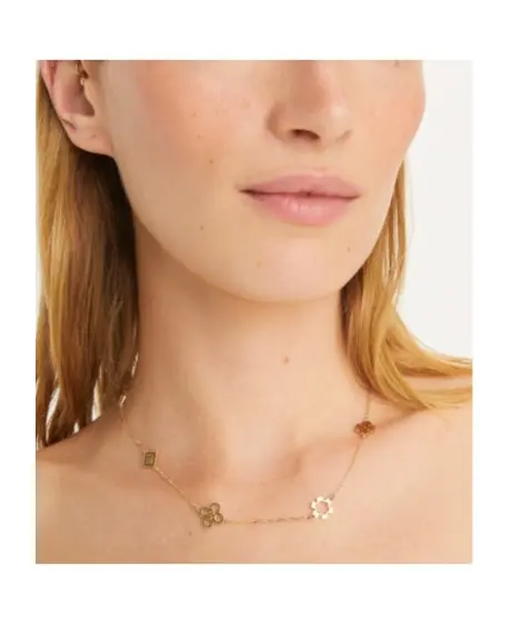 Tory Burch Kira Clover 18kt Gold-plated Necklace - Yellow