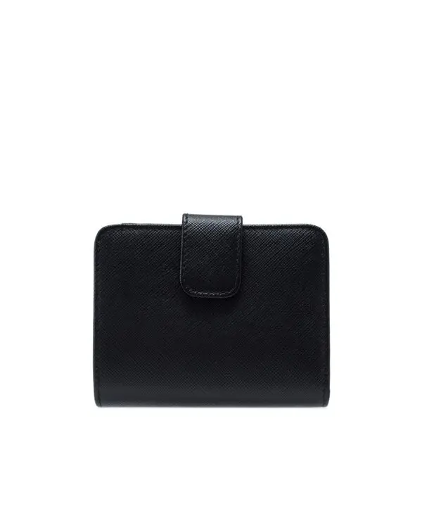 Prada Logo Plaque Small Wallet - Black