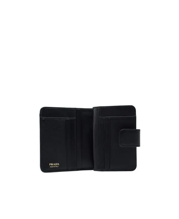 Prada Logo Plaque Small Wallet - Black