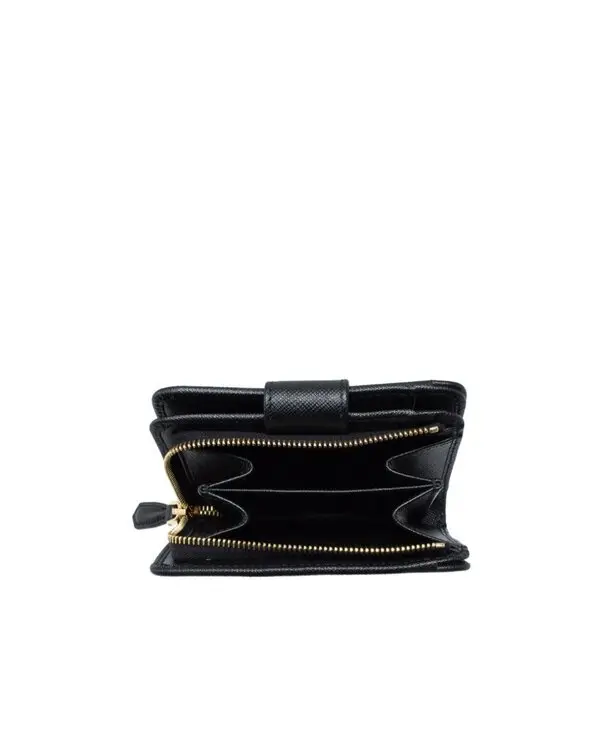 Prada Logo Plaque Small Wallet - Black