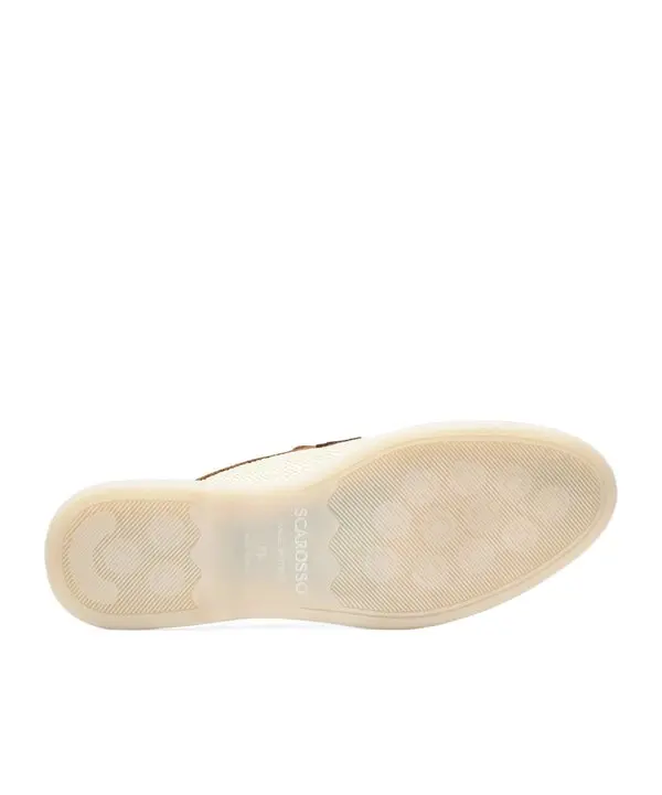 SCAROSSO Lucrezia Raffia Tassel Slip-on Mules - Beige
