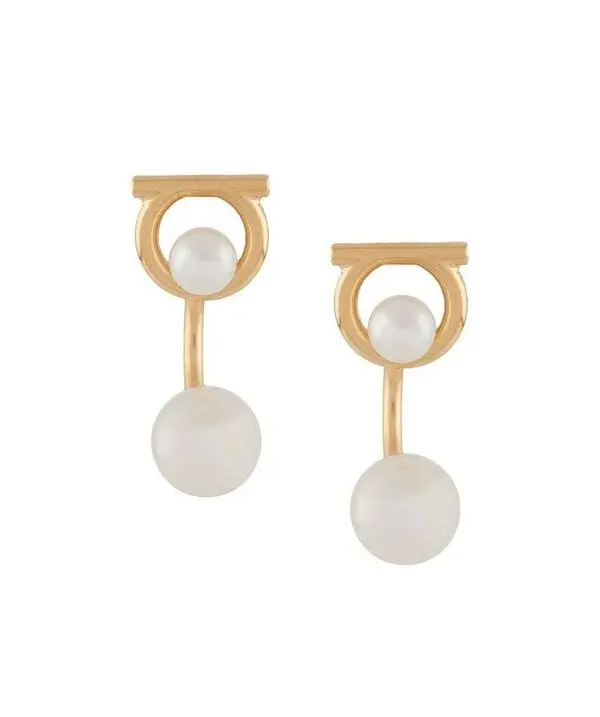 FERRAGAMO Embellished Pearl Drop Earrings - Yellow