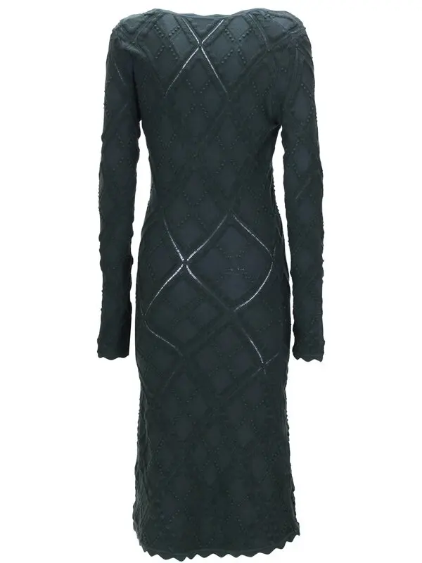 Burberry Long Sleeve Diamond Knit Dress