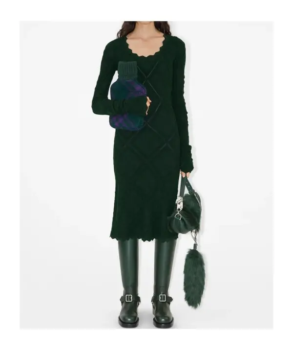 Burberry Long Sleeve Diamond Knit Dress