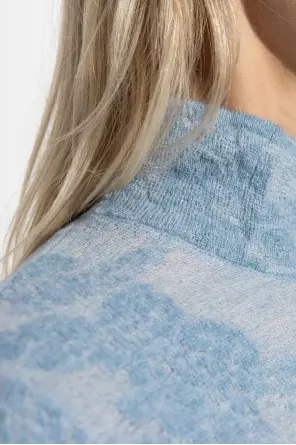 GANNI Blue Sheer Graphic Detail Turtleneck - Light Blue