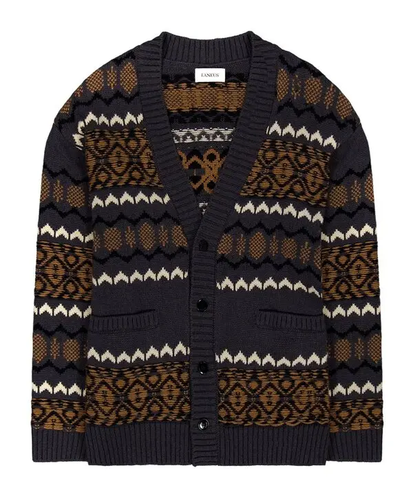 LANEUS Jacquard Cardigan - Tan