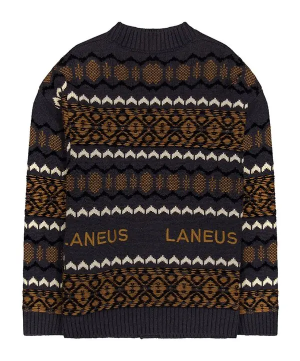 LANEUS Jacquard Cardigan