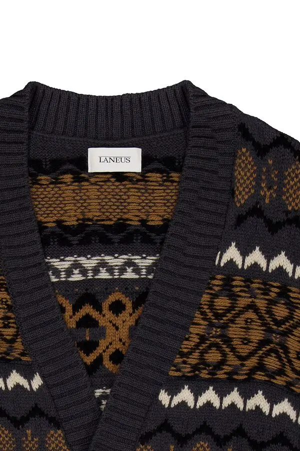 LANEUS Jacquard Cardigan