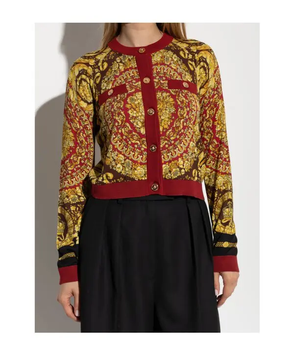 Versace Crewneck Button-up Cardigan - Brown