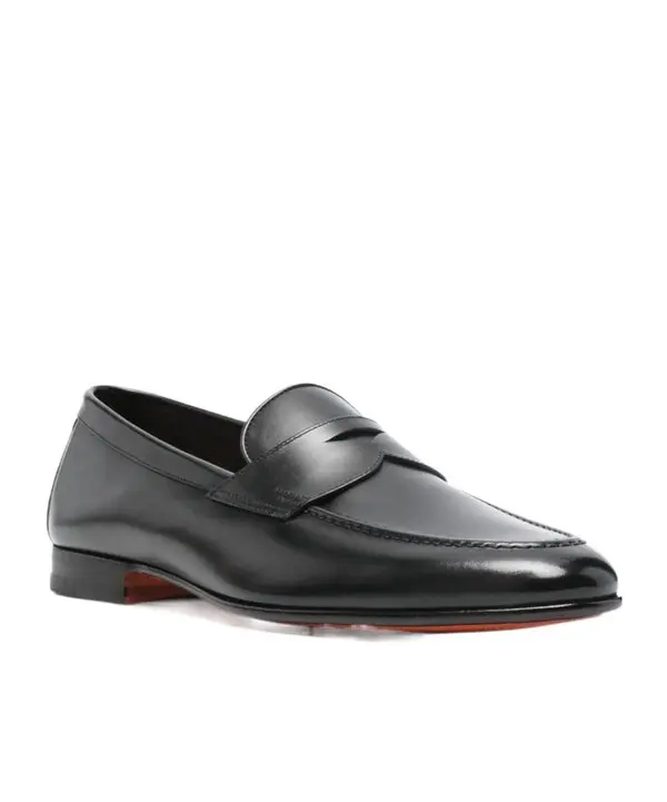 Santoni Slip-on Penny Loafers - Black