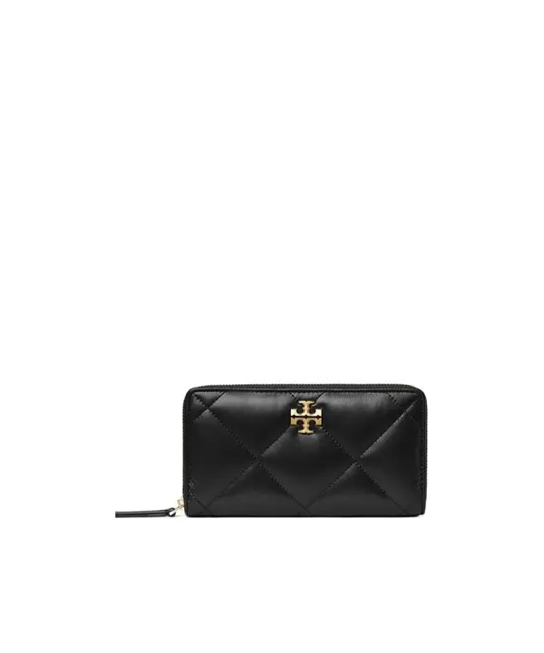 Tory Burch Kira Diamond Quilt Zip Continental Wallet - Black